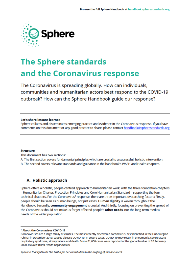 SPHERE Standards – COVID-19 - PrepareCenter